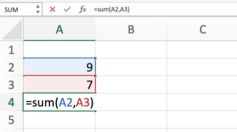 Addition and the SUM Function in Excel