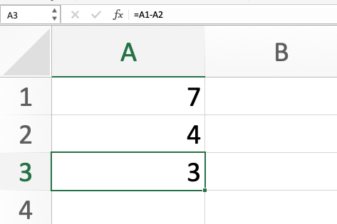 Subtraction using Excel