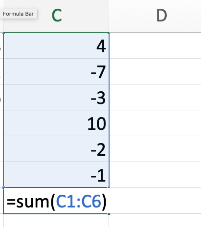Subtraction using Excel