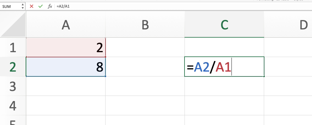 Division Using Excel